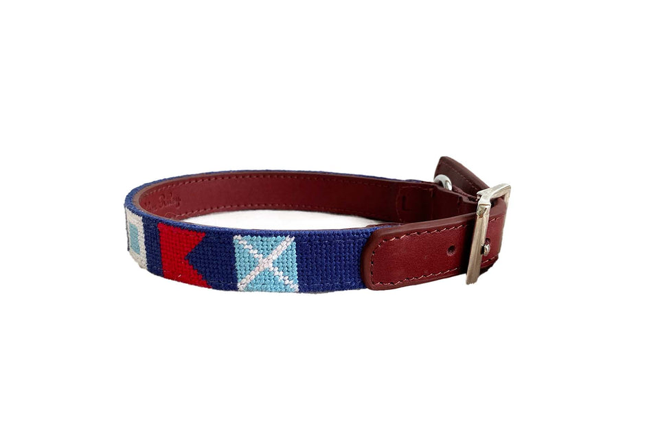 NAUTICAL FLAG MINI NEEDLEPOINT DOG COLLAR – Asher Riley