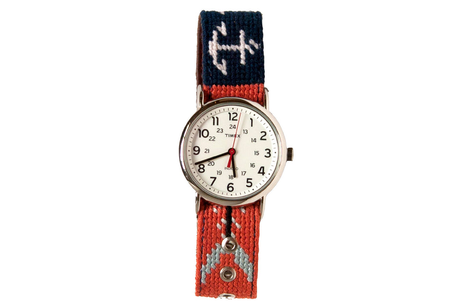 Fish & Anchor Needlepoint Watch Strap With Timex Watch Face – Asher Riley